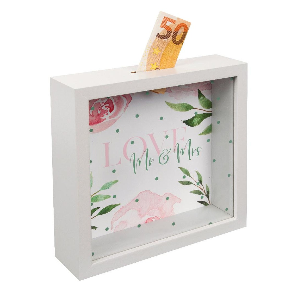 Box Frame Money Box. 'mr & Mrs' / Love Design Money Box With White ...