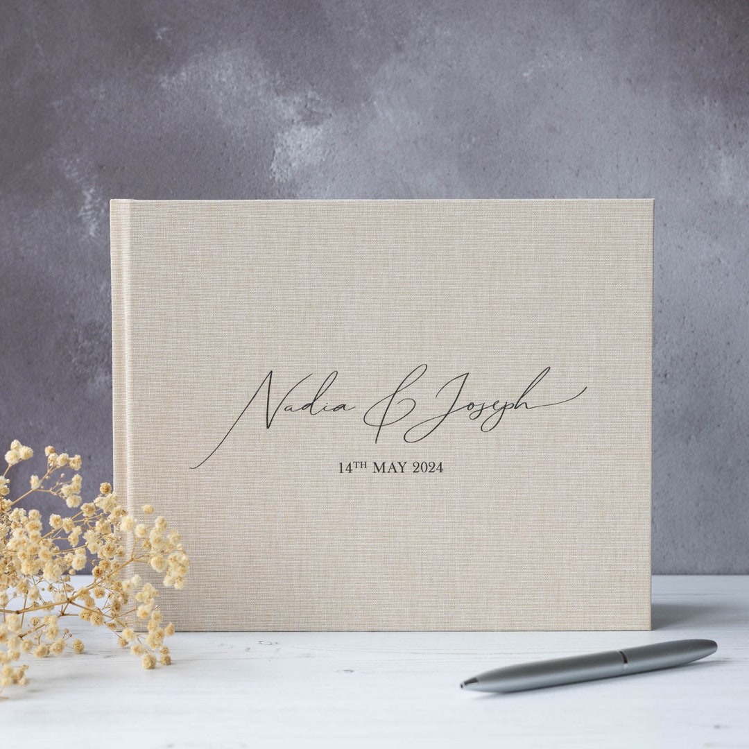 Personalised Wedding Guest Book. Simple Elegant Text Design. 13 Book ...