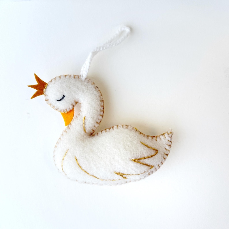 Swan With Crown Embroidered Wool Christmas Ornament, Fair Trade ...
