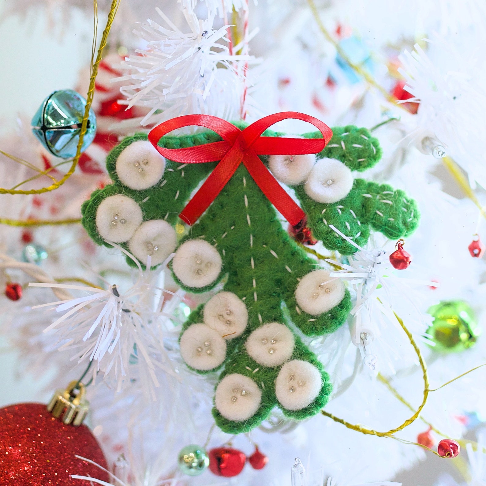 Mistletoe Ornament Felt Wool Fair Trade Handmade Christmas - Etsy