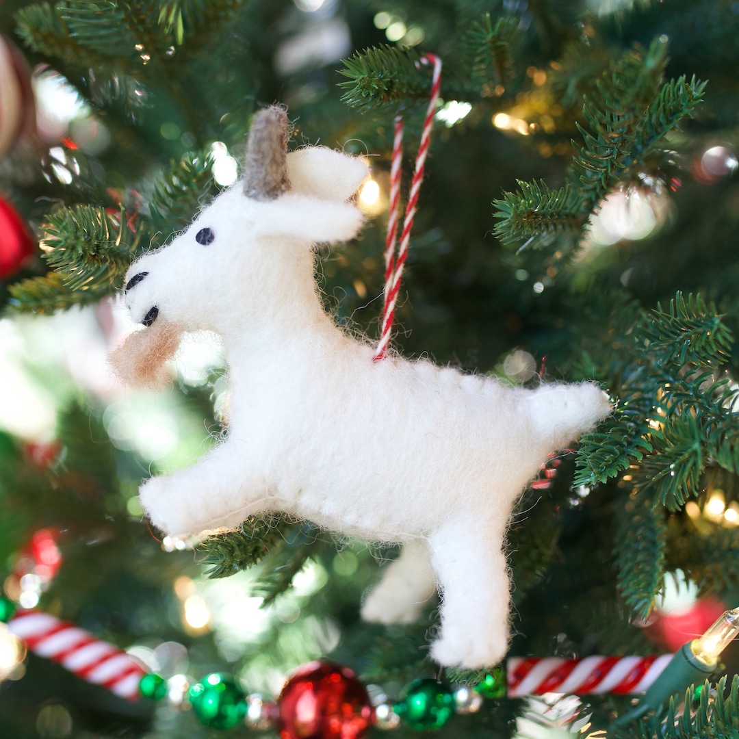 Goat Christmas Ornament - Felt Wool Fair Trade Holiday Decor Handmade ...