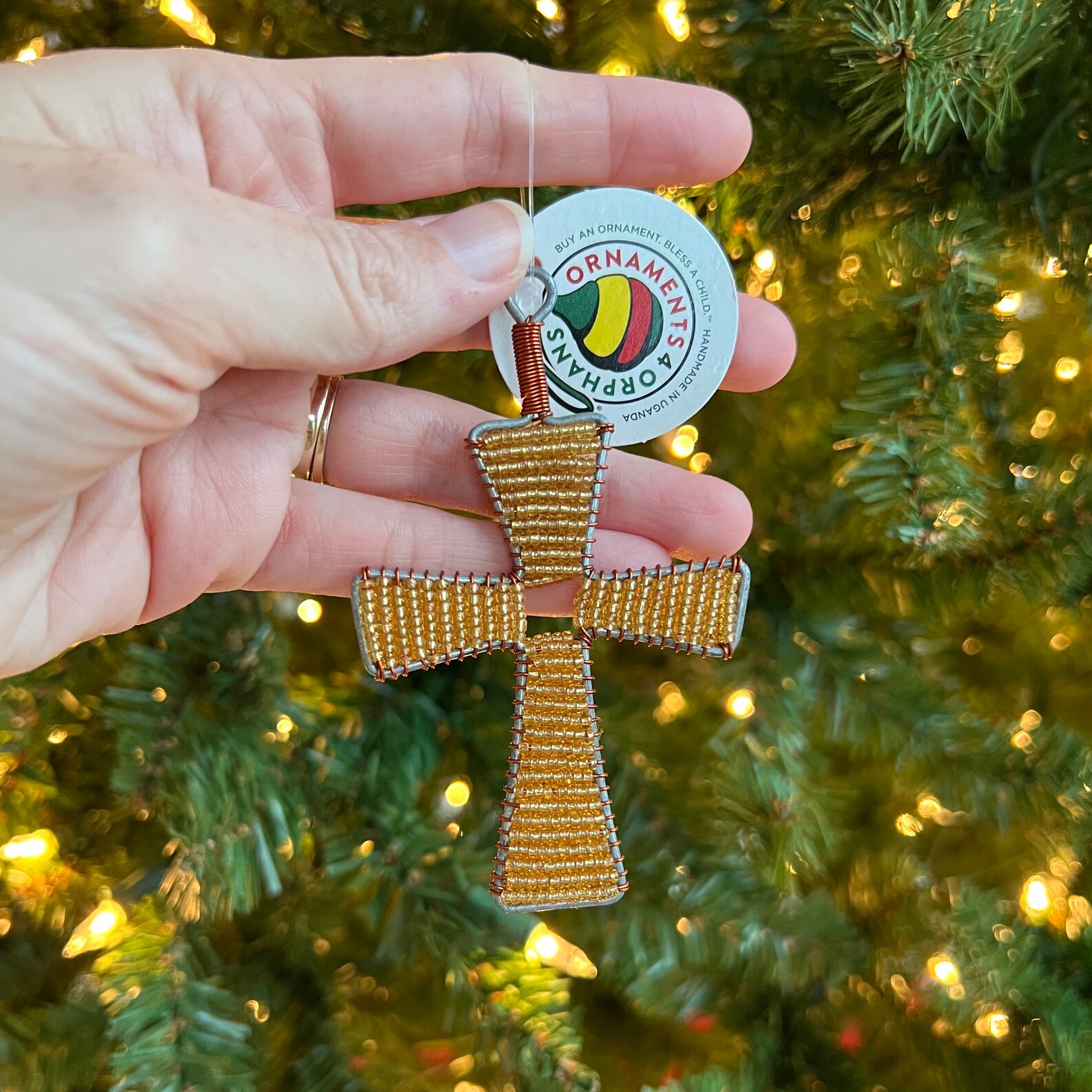 Glass Bead Cross Ornament Fair Trade Christmas Decor - Etsy