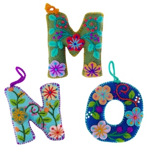 Colorful Letter - Embroidered Wool Ornament Alphabet Initials Abcs ...