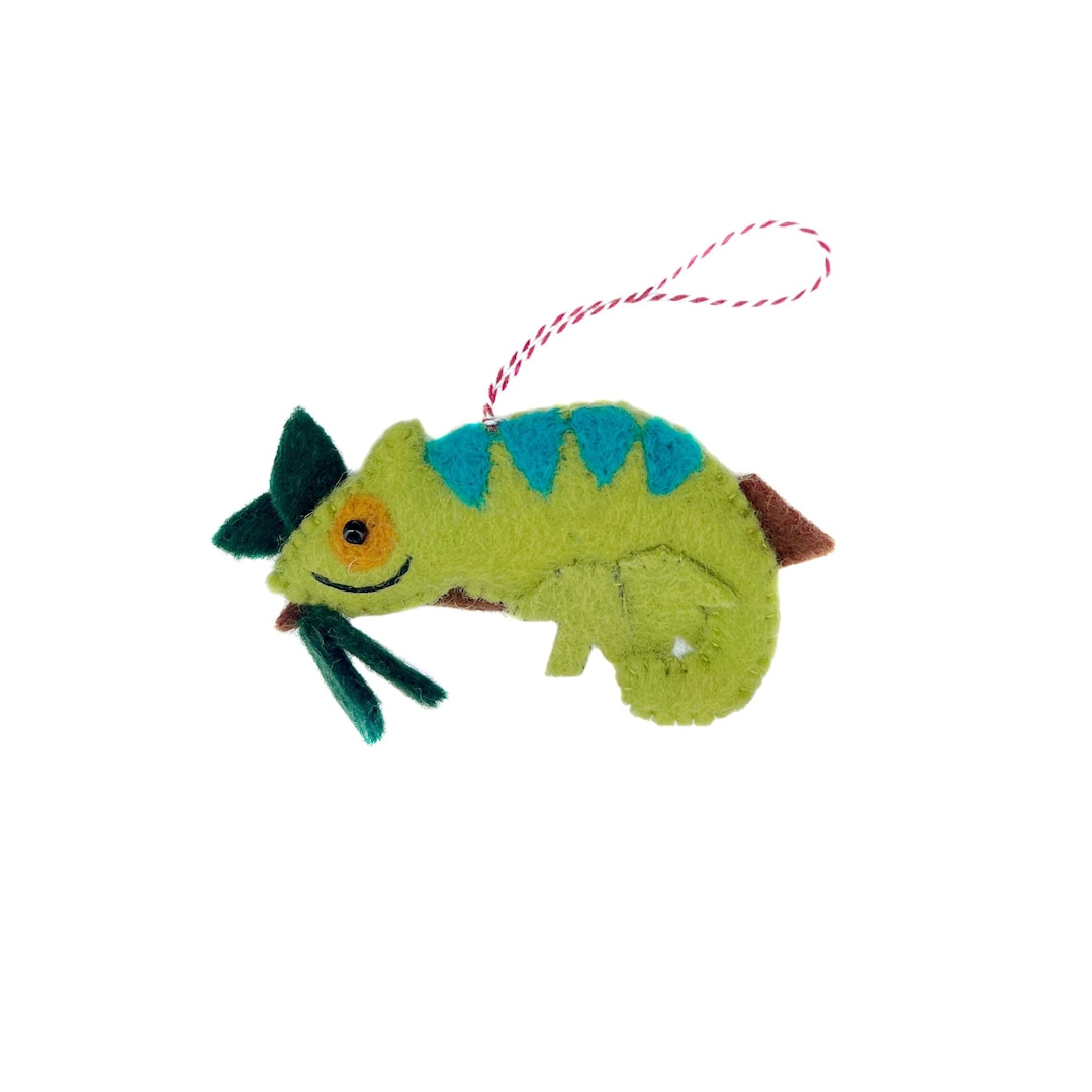 Chameleon Christmas Ornament - Felt Wool Fair Trade Holiday Decor ...