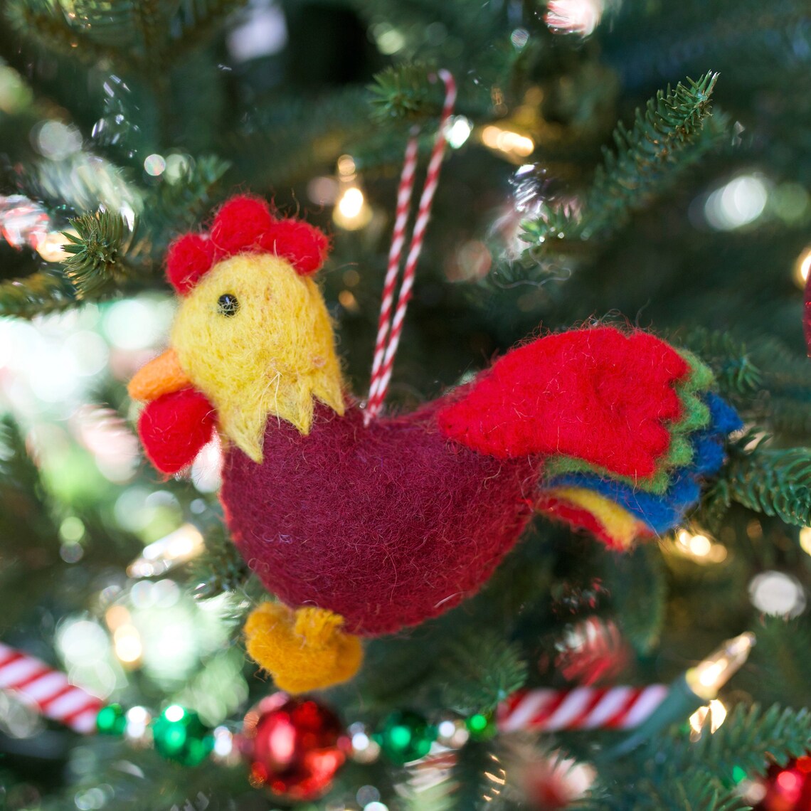 Rooster Ornament Felt Wool Chicken Fair Trade Handmade - Etsy