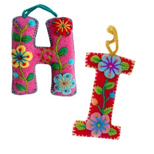 Colorful Letter - Embroidered Wool Ornament Alphabet Initials Abcs ...