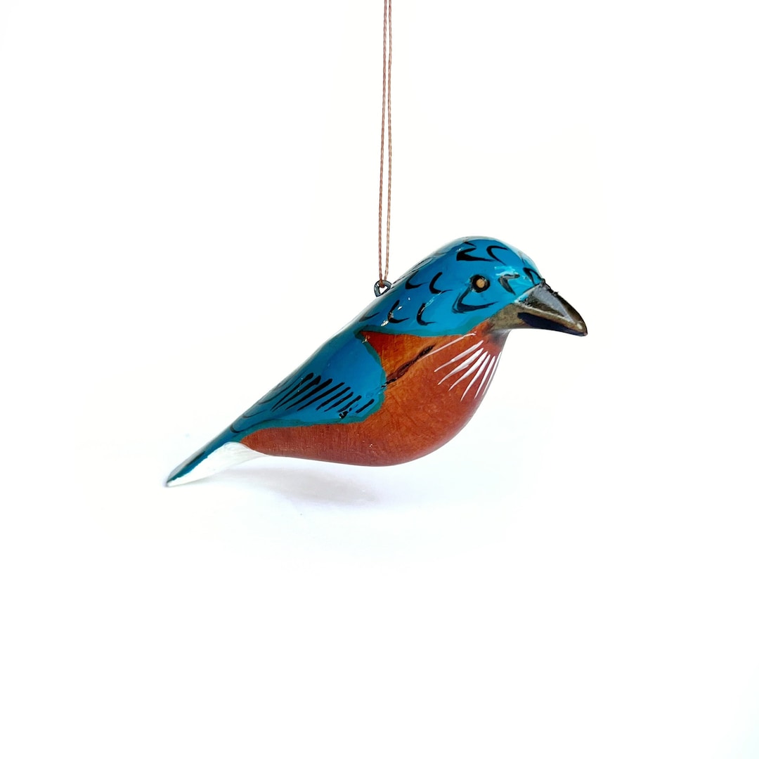 Blue Bird Ornament - Hand Carved Wood Bird From Kenya, East Africa - Etsy