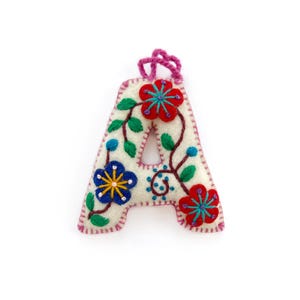 White Letter - Embroidered Wool Ornament Alphabet Initials Abcs ...