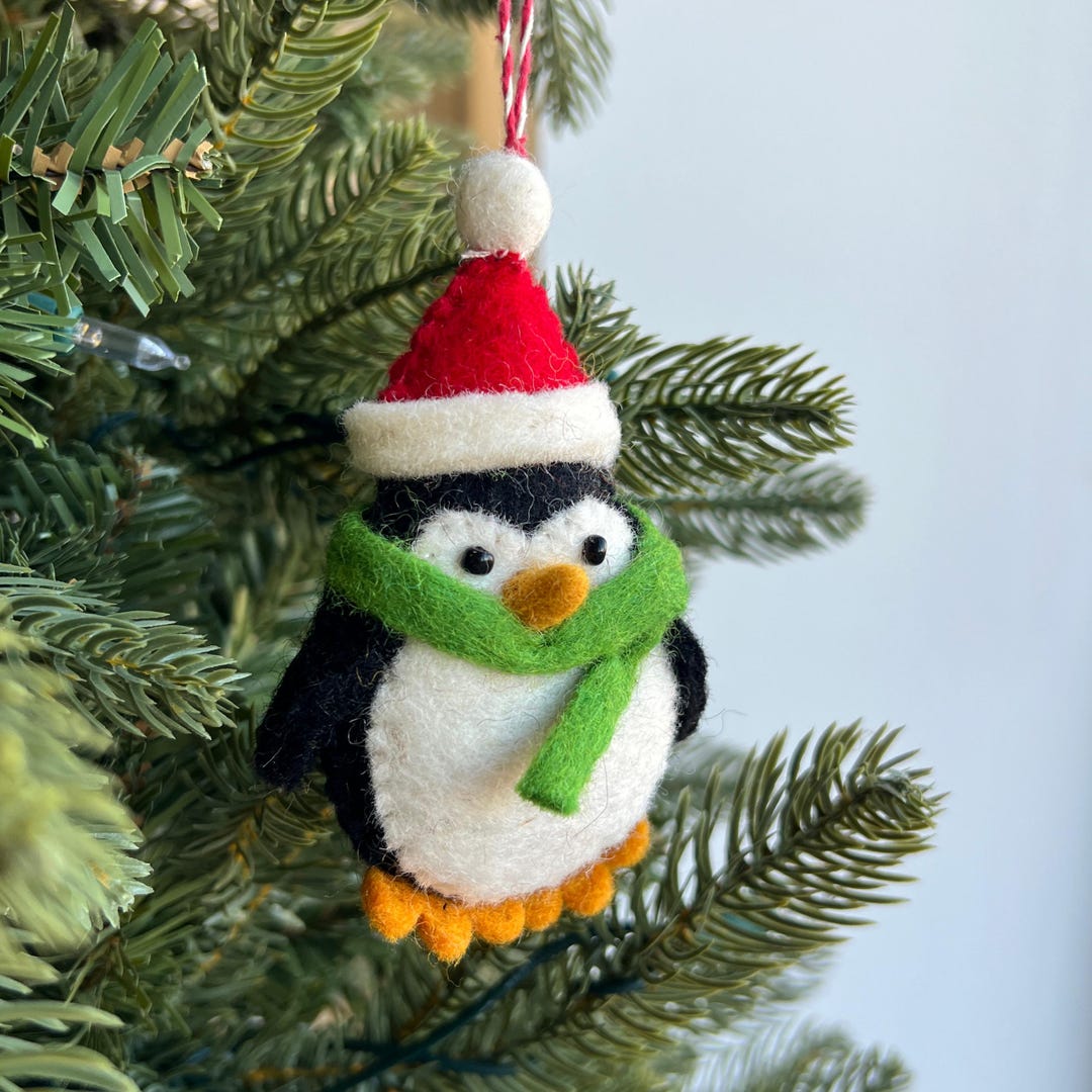 Penguin Ornament - Felt Wool Fair Trade Christmas Decor Handmade in ...