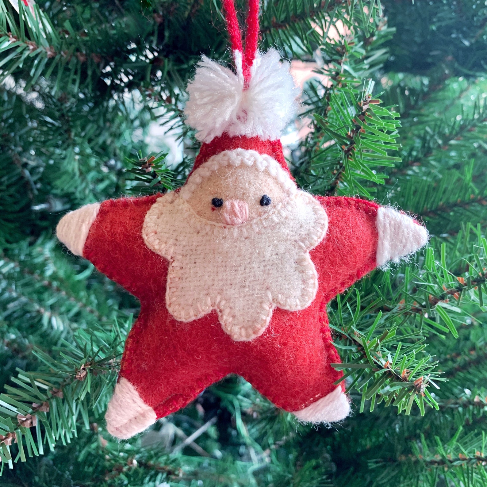 Star Santa Embroidered Wool Christmas Ornament Fair Trade - Etsy