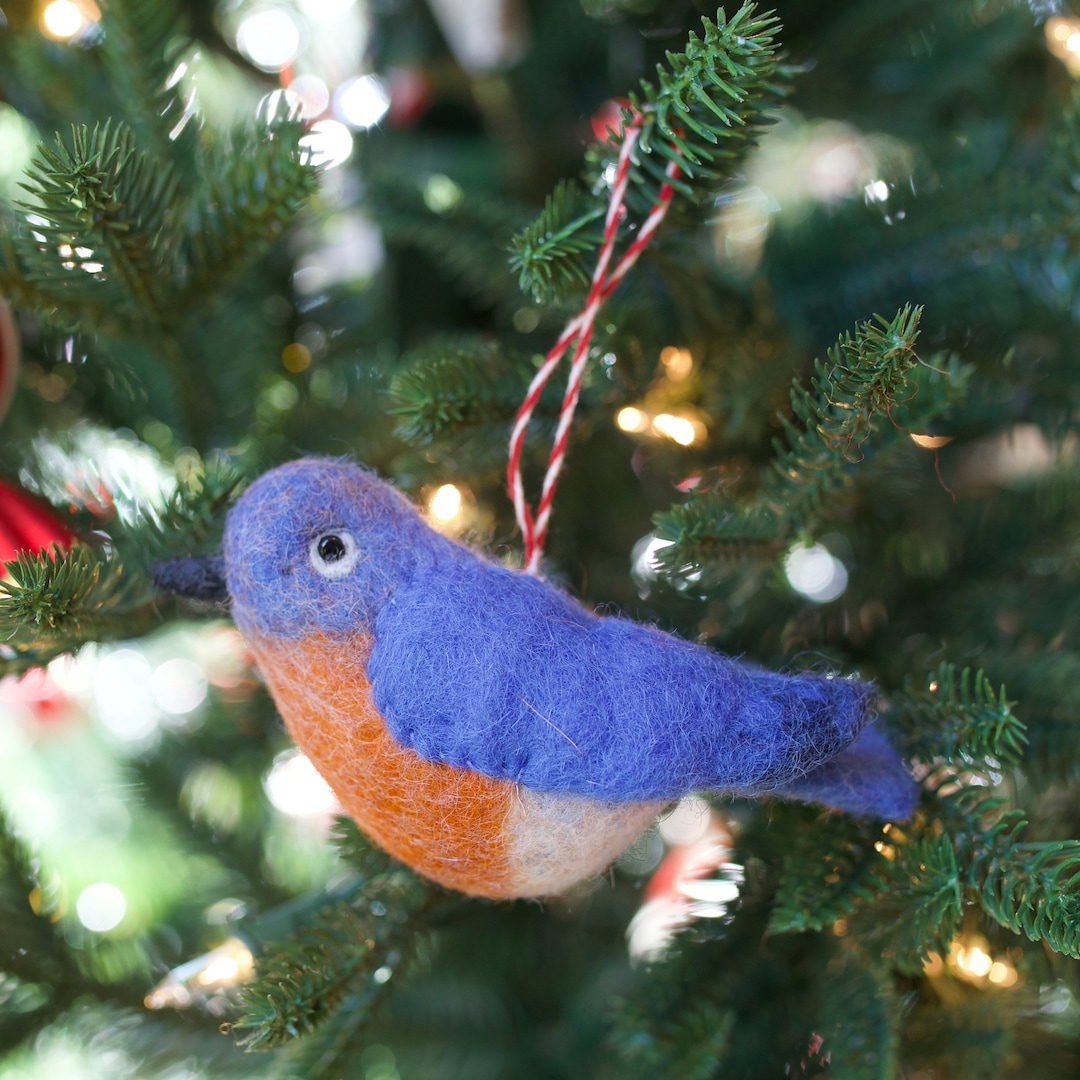 Blue Bird Christmas Ornament - Felt Wool Fair Trade Handmade in Nepal ...