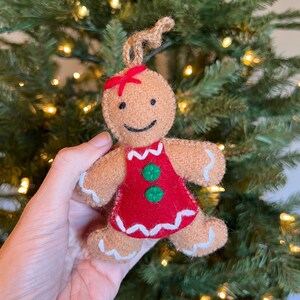 Gingerbread Girl Christmas Ornament, Embroidered Wool, Fair Trade ...