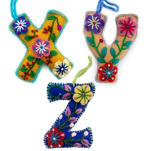 Colorful Letter - Embroidered Wool Ornament Alphabet Initials Abcs ...