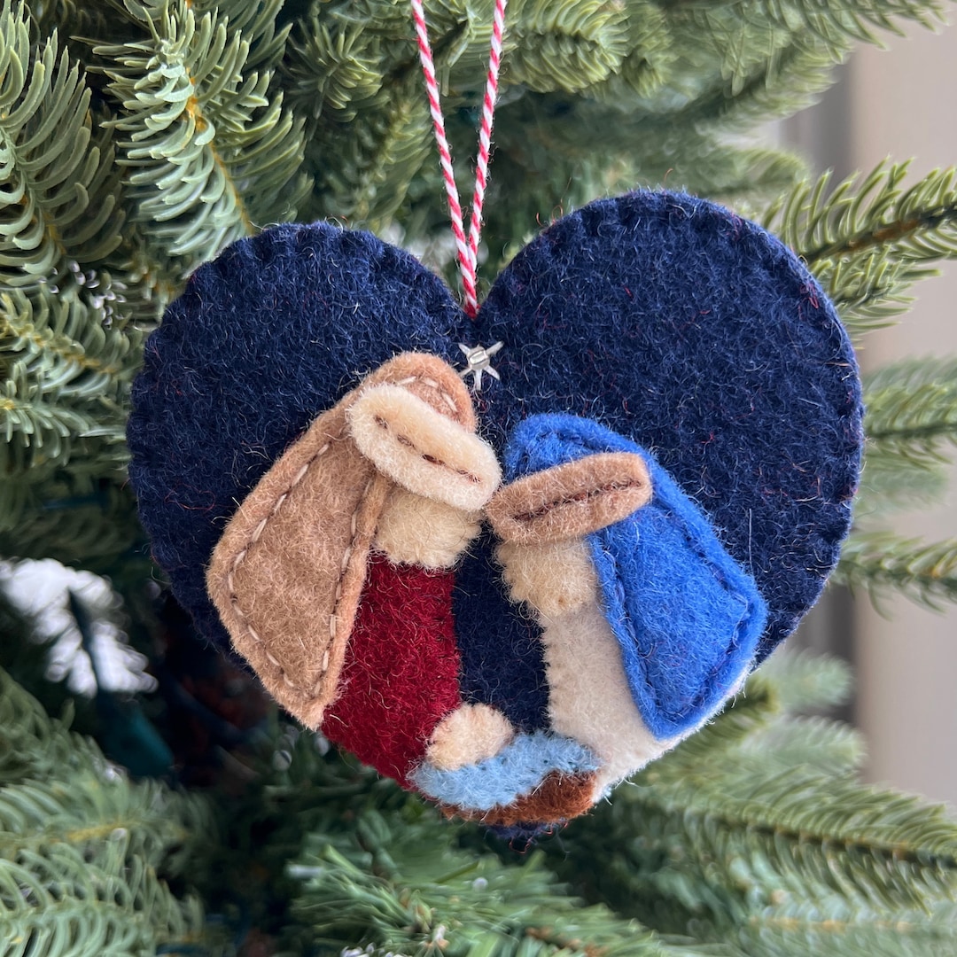 Heart Nativity Ornament - Felt Wool Fair Trade Christmas Decor Handmade ...