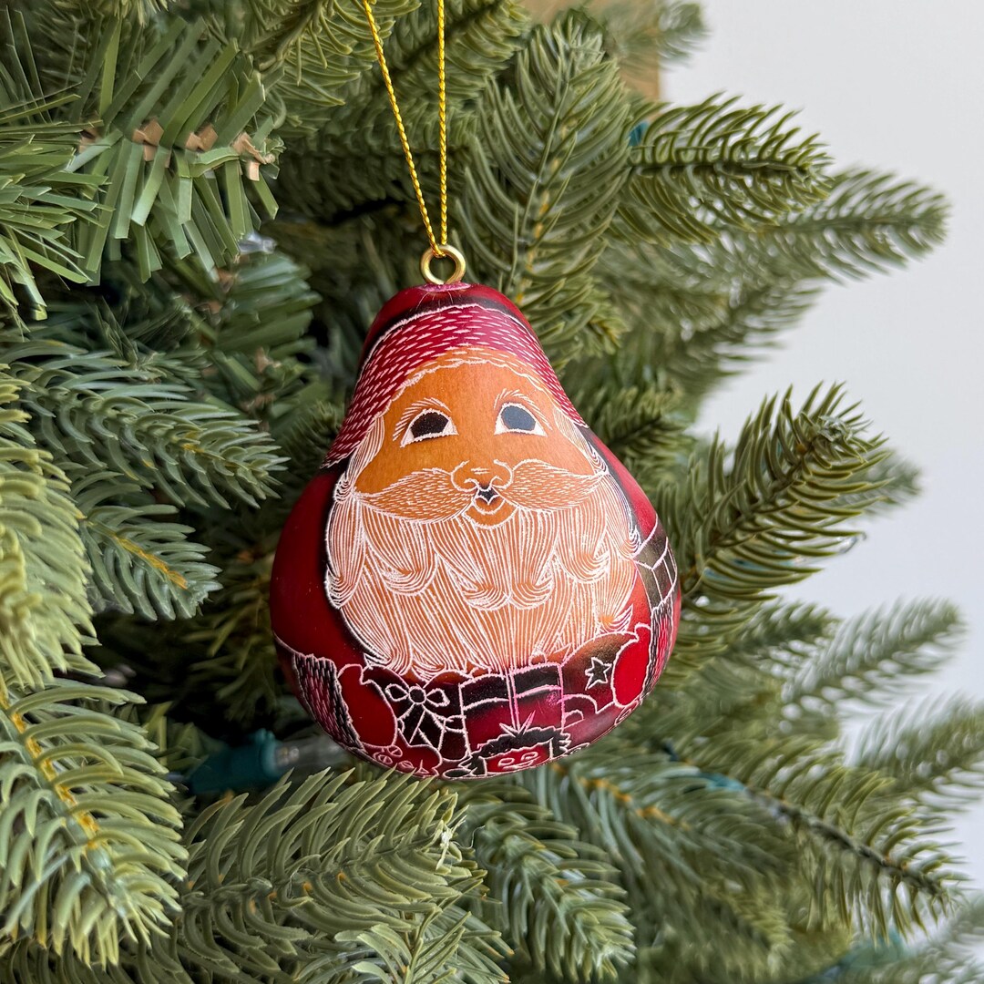Santa Claus Gourd Ornament, Handmade Fair Trade Christmas Decor From ...