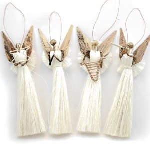 Angel Christmas Ornament Set, Natural Banana Fiber & Sisal From Kenya ...