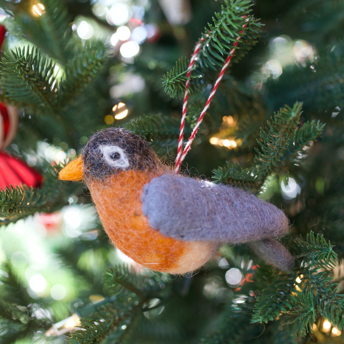 Robin Bird Christmas Ornament Felt Wool Fair Trade Handmade - Etsy Canada