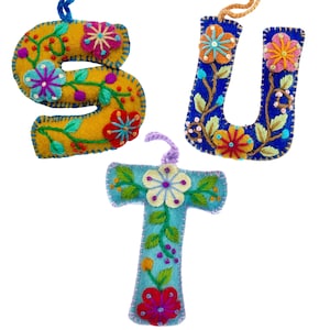 Colorful Letter - Embroidered Wool Ornament Alphabet Initials Abcs ...