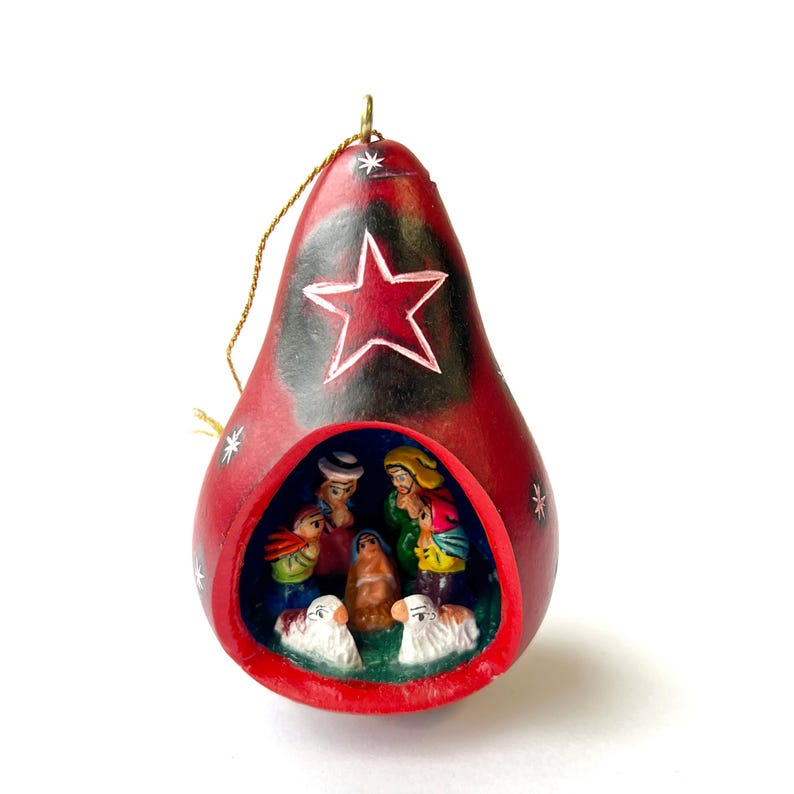 Miniature Nativity Gourd Ornament, Handmade Fair Trade Christmas Decor ...