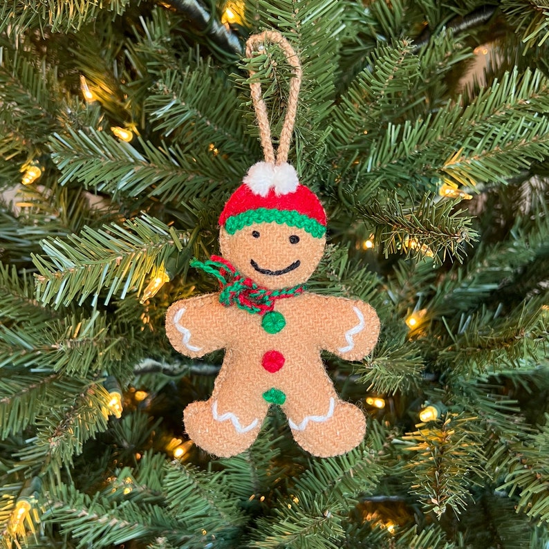 Gingerbread Man Christmas Ornament Cute Embroidered Wool - Etsy