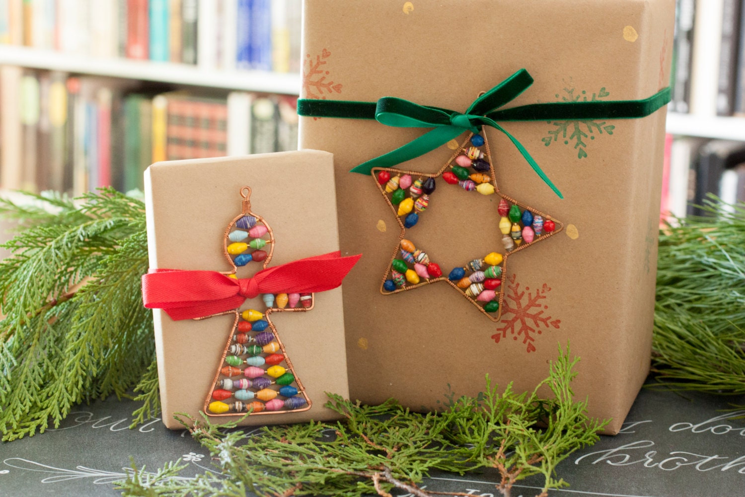 Paper Bead Star Christmas Ornament Multicolor Fair Trade Recycled ...