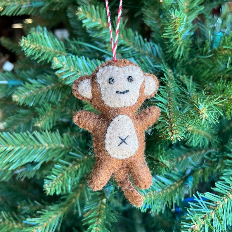 Monkey Ornament Cute Felt Wool Fair Trade Christmas Decor - Etsy