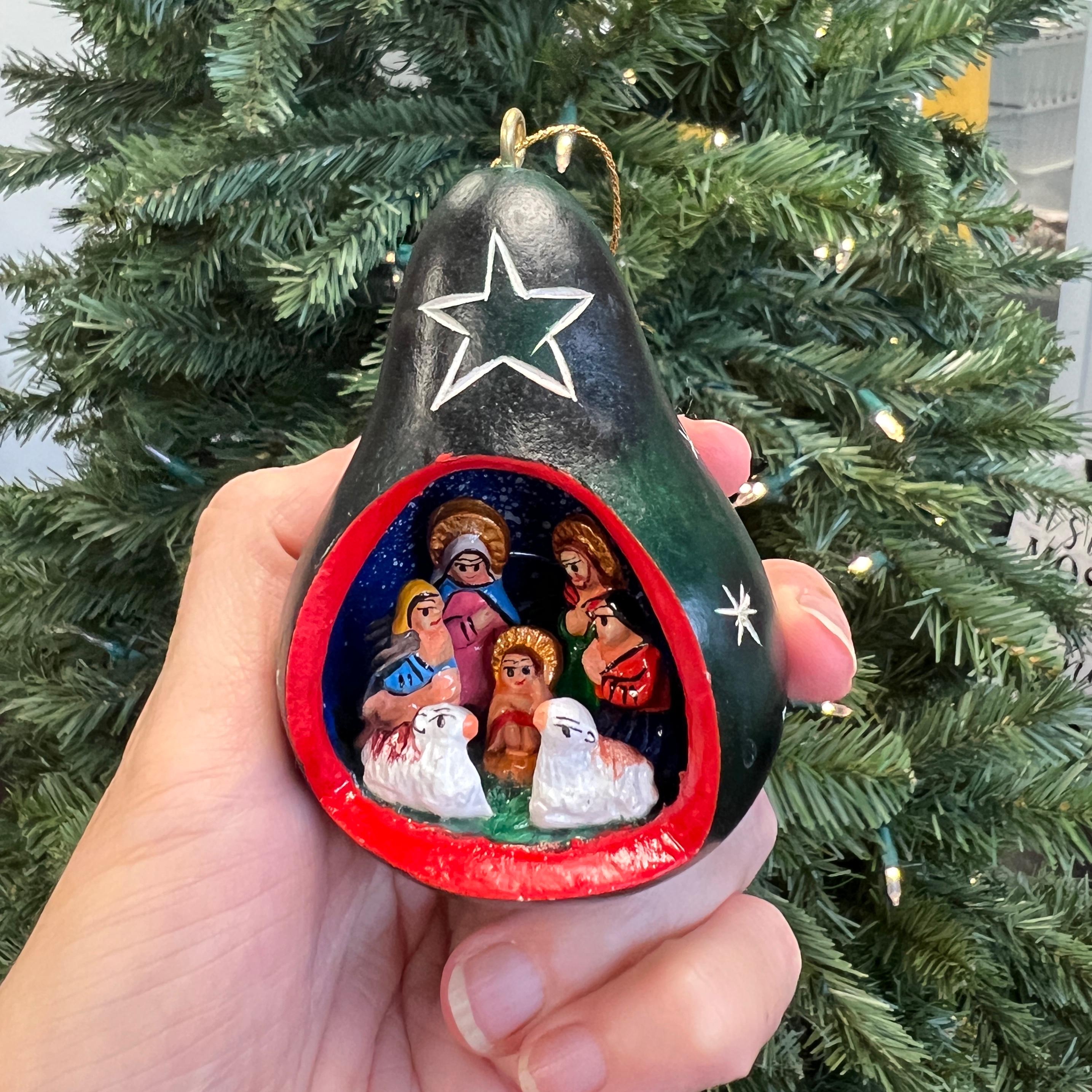 Miniature Nativity Gourd Ornament, Handmade Fair Trade Christmas Decor ...