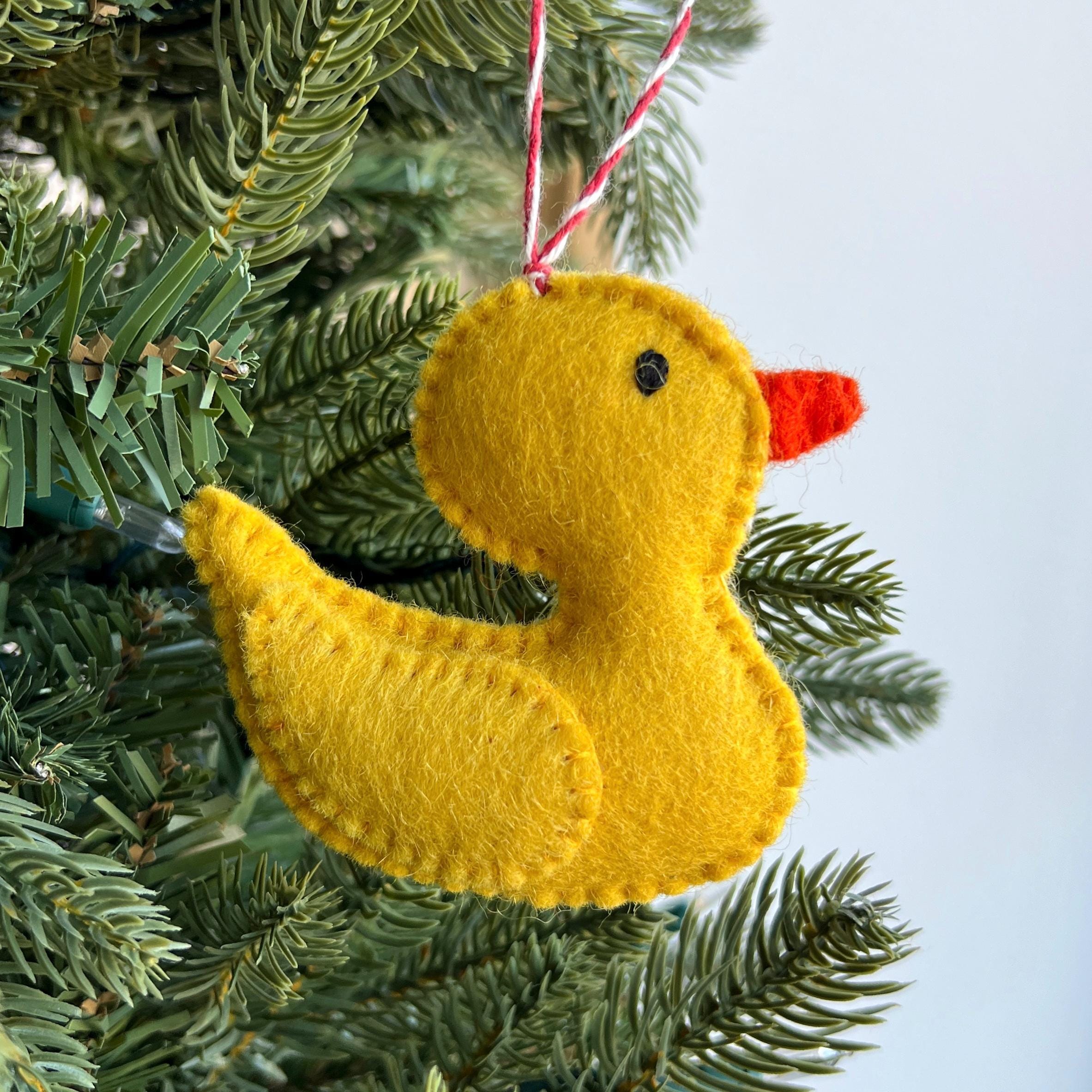 Rubber Duck Ornament - Fair Trade Felt Wool Christmas Decor Handmade in ...