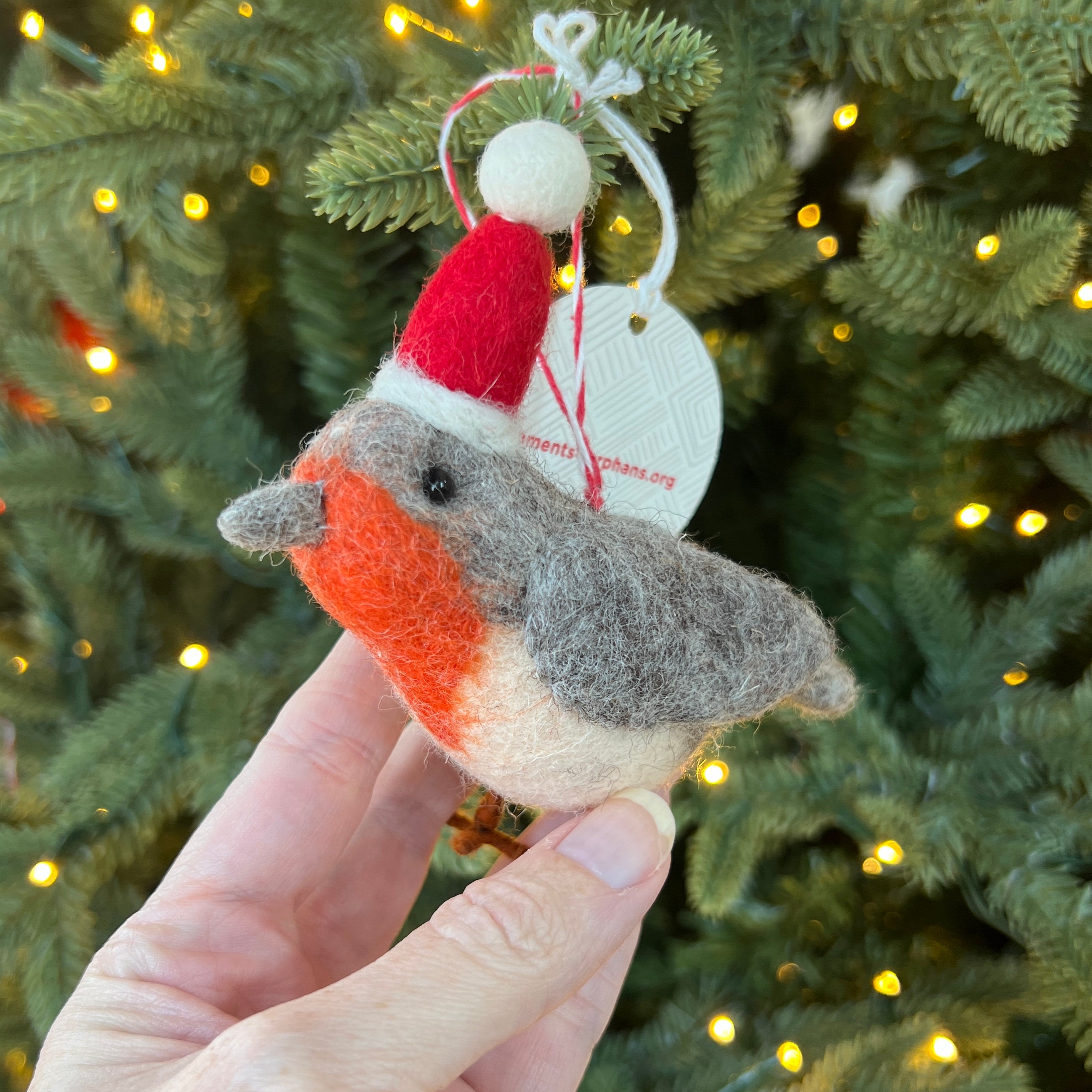 Tufted Bird in Santa Hat Ornament - Fair Trade Christmas Robin Handmade ...