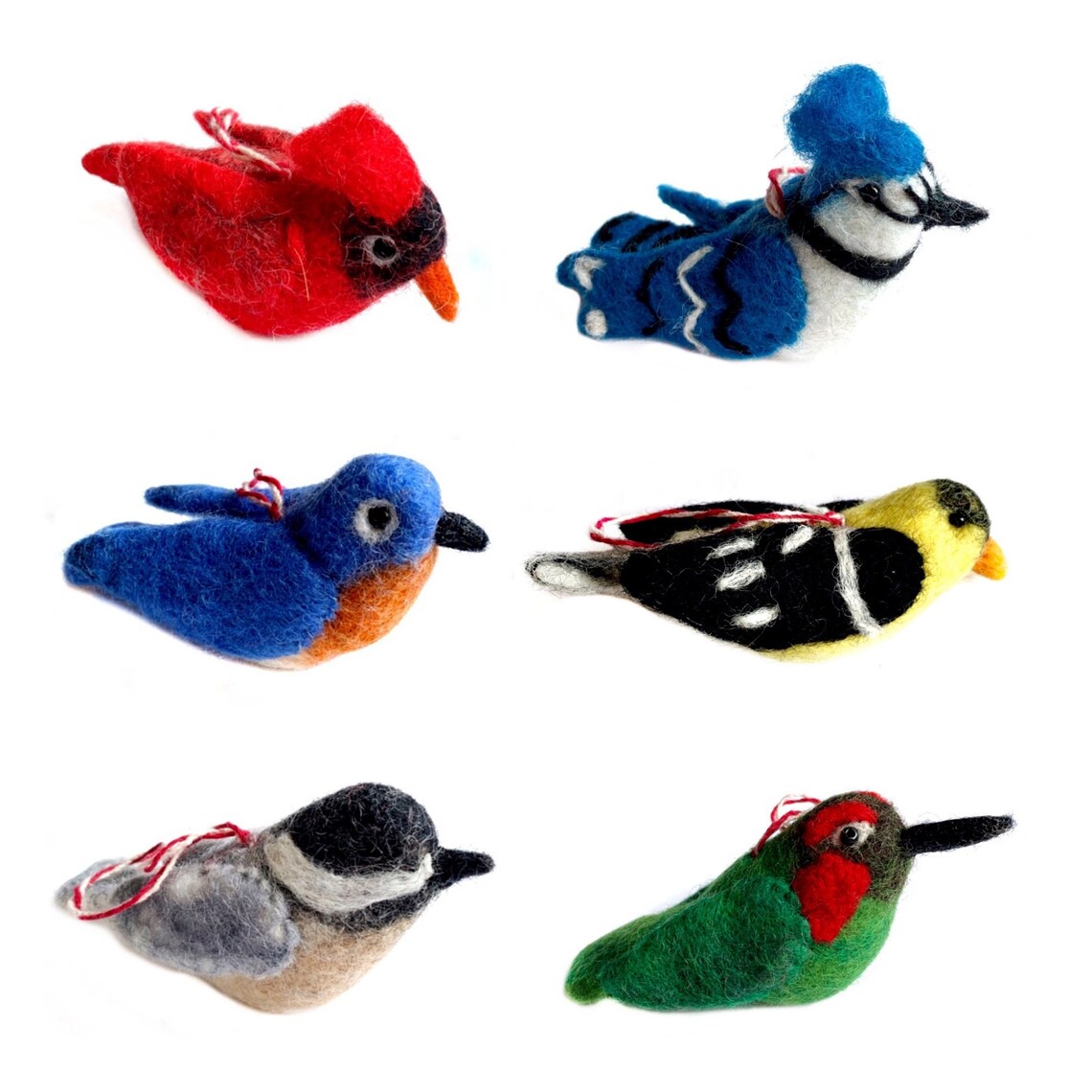 Felt Bird Christmas Ornament Set Collection of 6 Fair - Etsy