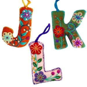 Colorful Letter - Embroidered Wool Ornament Alphabet Initials Abcs ...