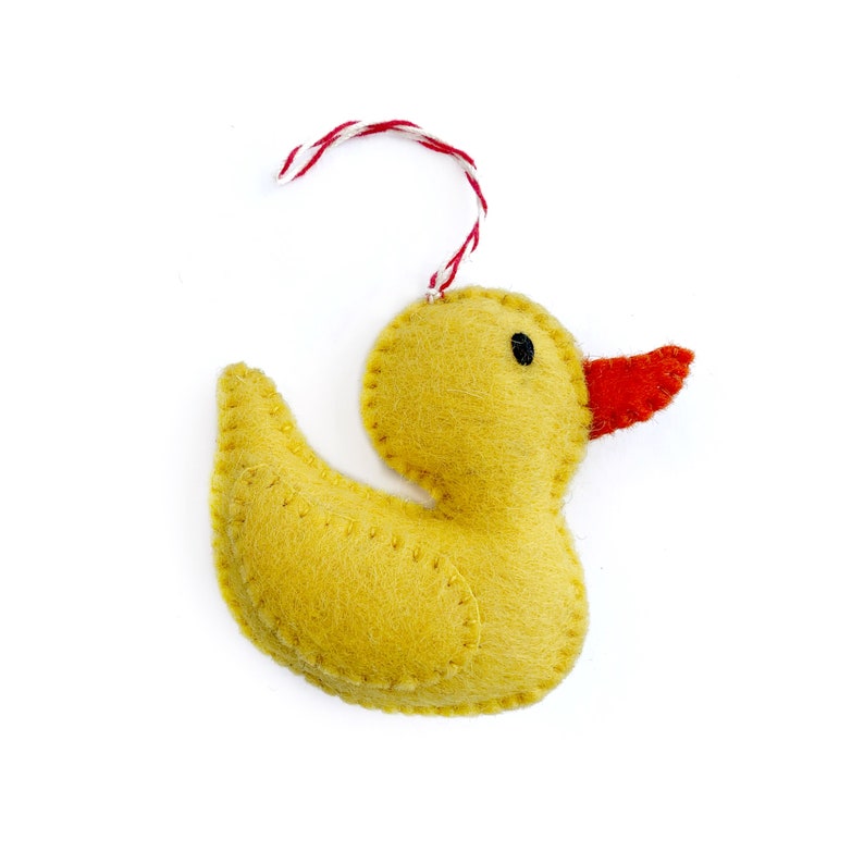 Rubber Duck Ornament - Fair Trade Felt Wool Christmas Decor Handmade in ...