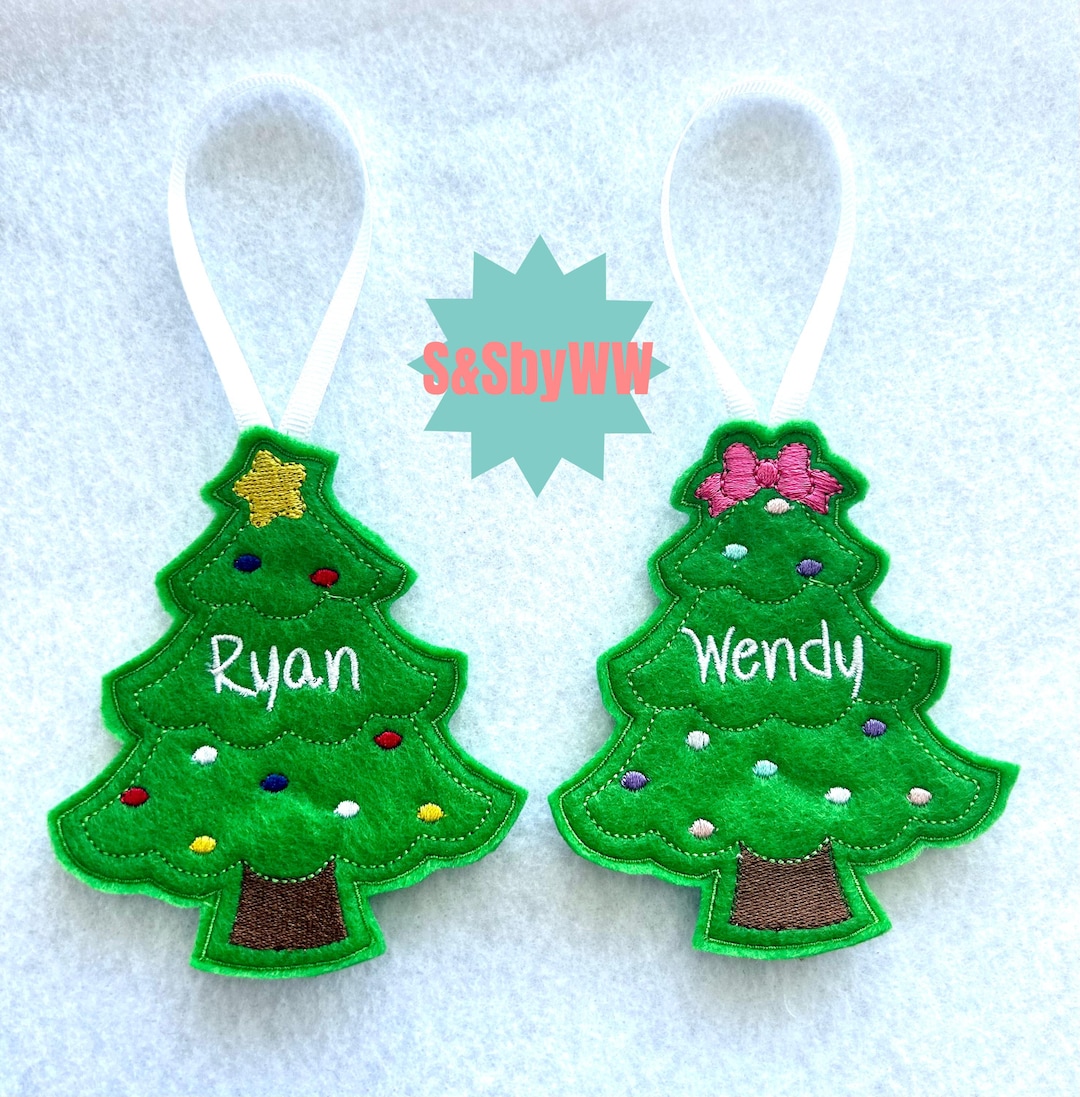 Personalized Embroidered Christmas Tree Ornament - Etsy