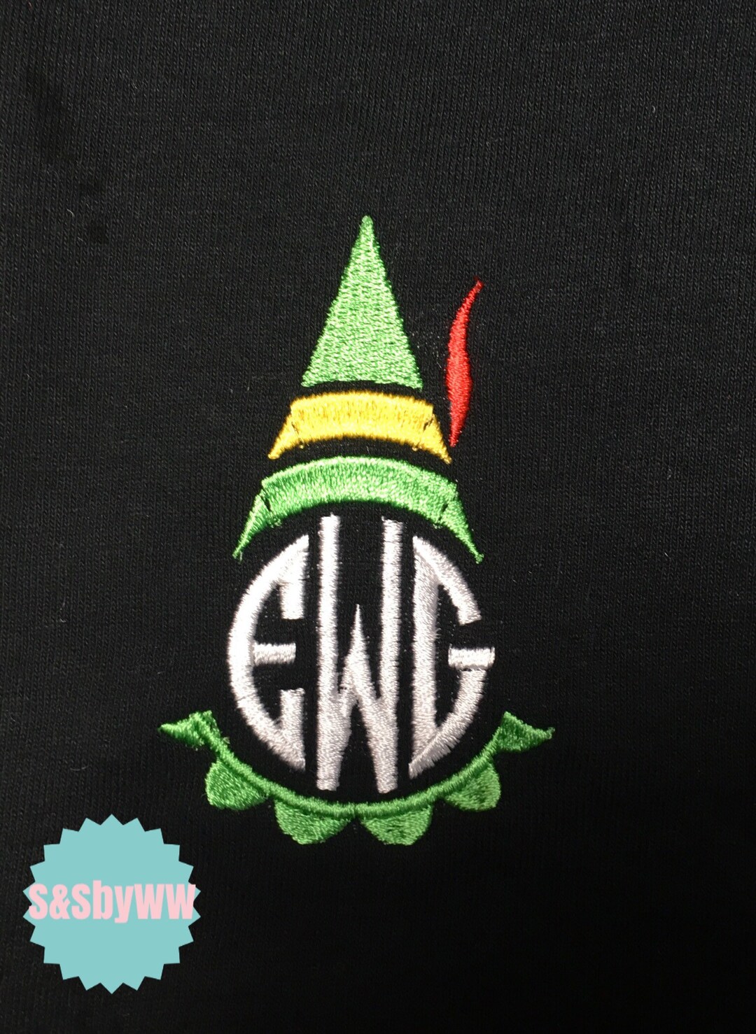 Elf Monogram Embroidered Short Sleeve T Shirt/ Monogrammed Elf Shirt ...