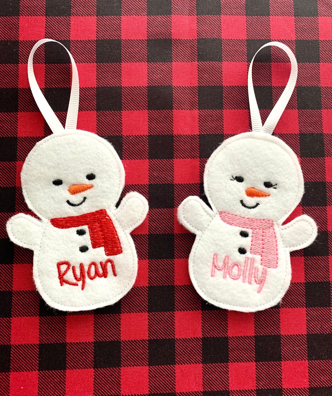 Personalized Embroidered Snowman Ornament- Individual - Etsy