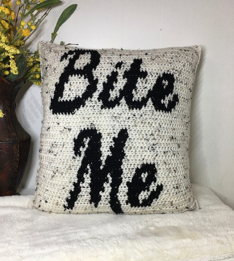 Bite Me Pillow Crochet Pattern and Graph Pillow Cover - Etsy