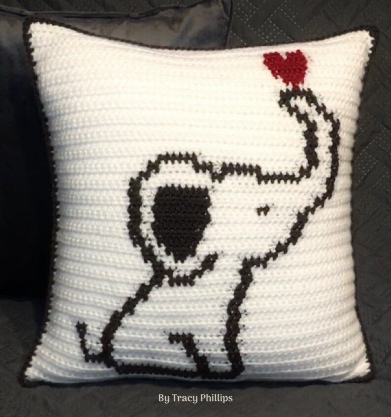 Elephant Pillow Crochet Pattern – Farmhouse Throw Pillow Cover (PDF ...
