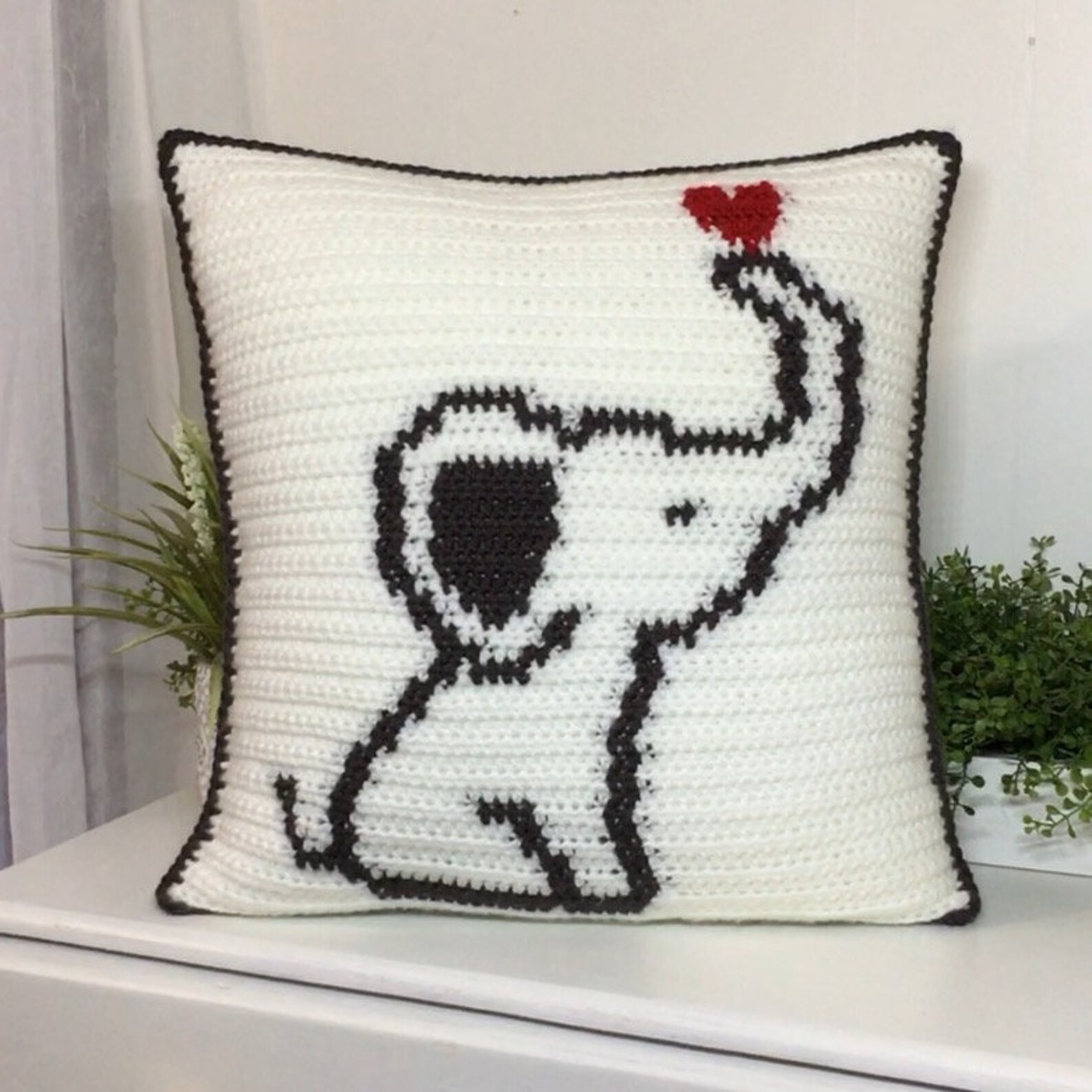 Elephant Pillow Crochet Pattern Pillow Cover Statement | Etsy