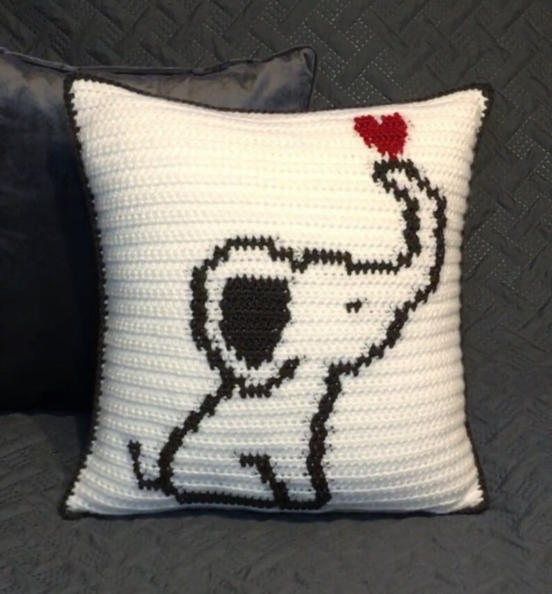 Elephant Pillow Crochet Pattern – Farmhouse Throw Pillow Cover (PDF ...