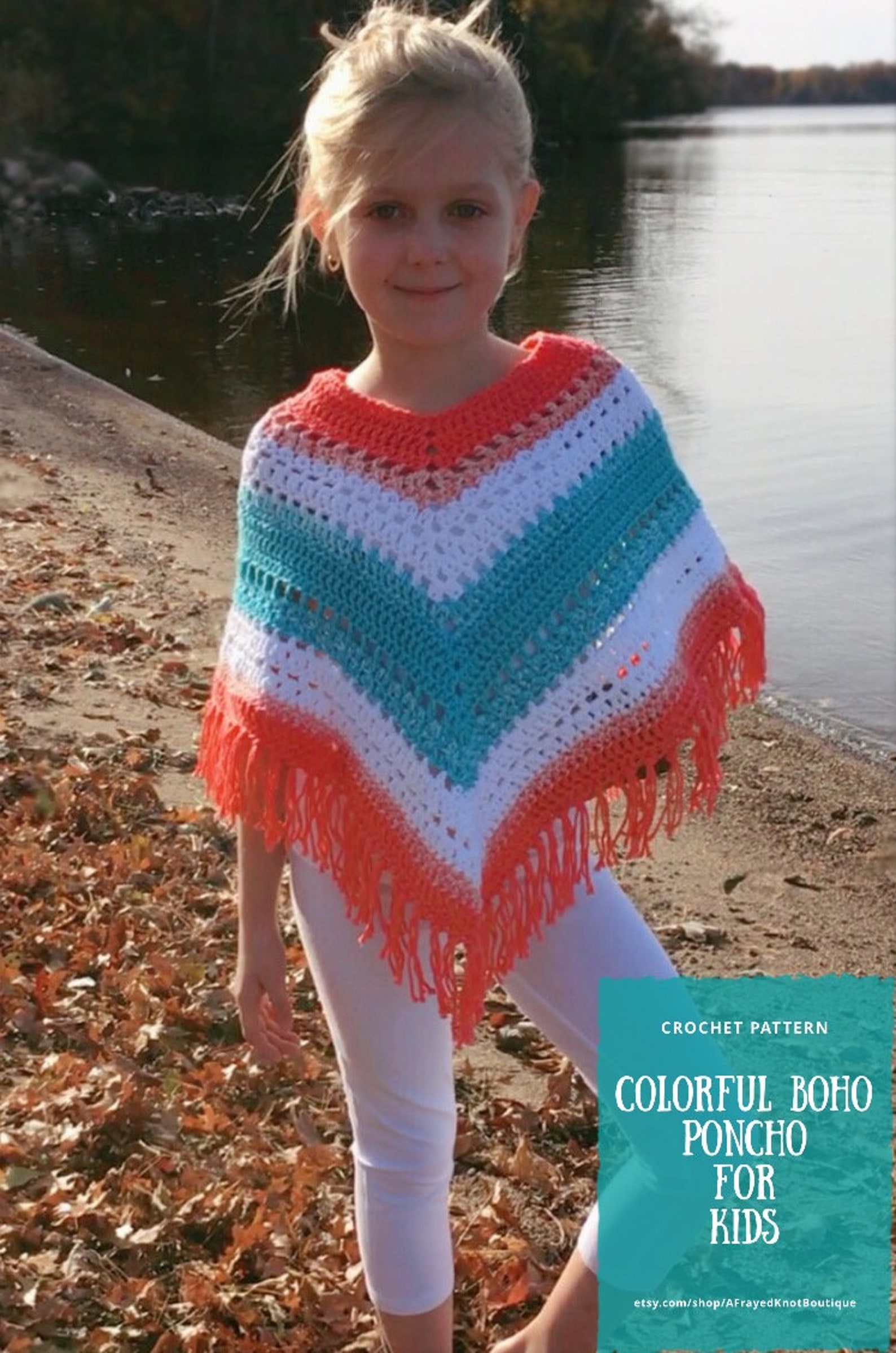 Colorful Boho Poncho for Kids Crochet Pattern/ Easy Hippie - Etsy