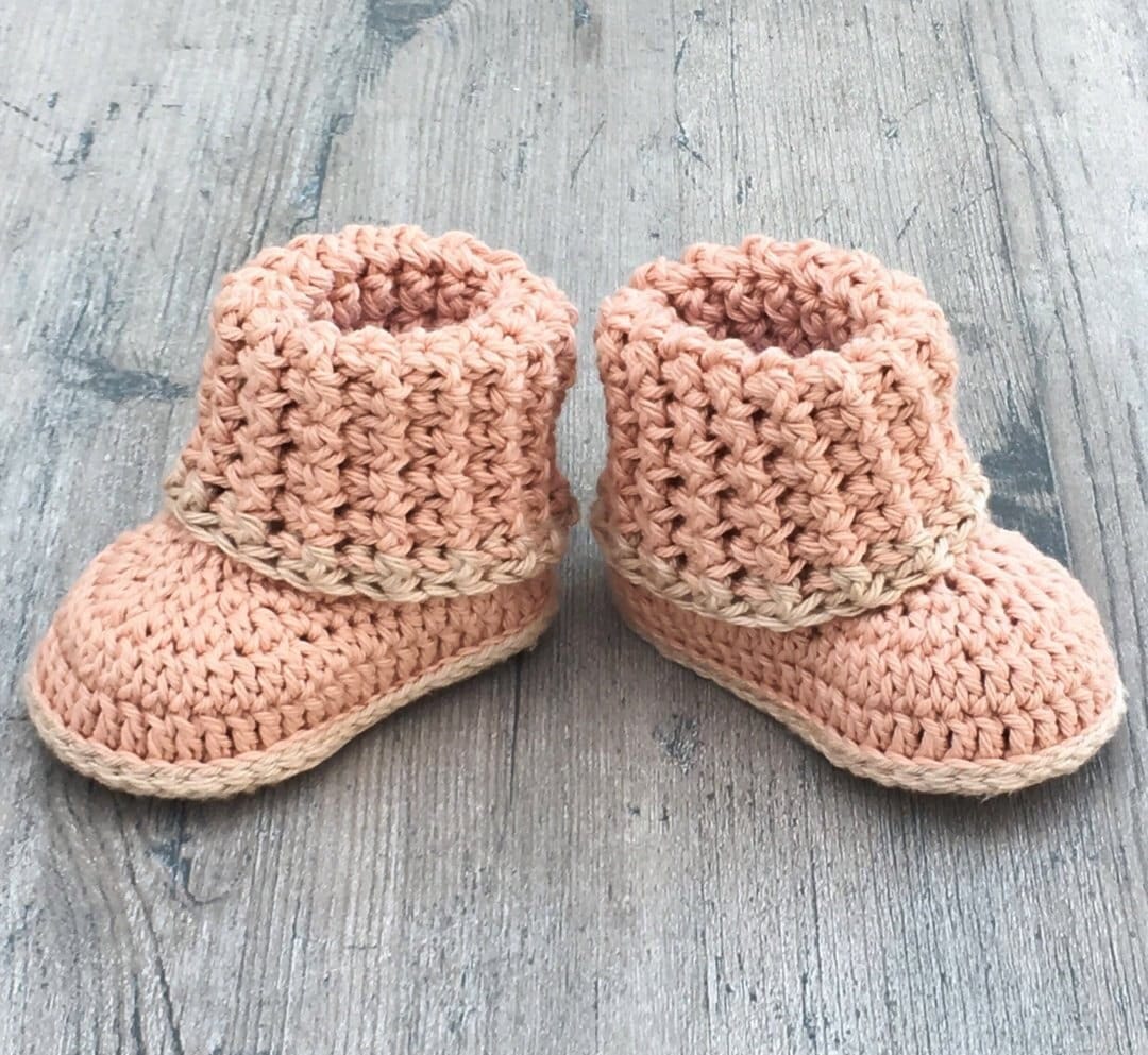 Free Crochet Pattern For Cuffed Baby Booties