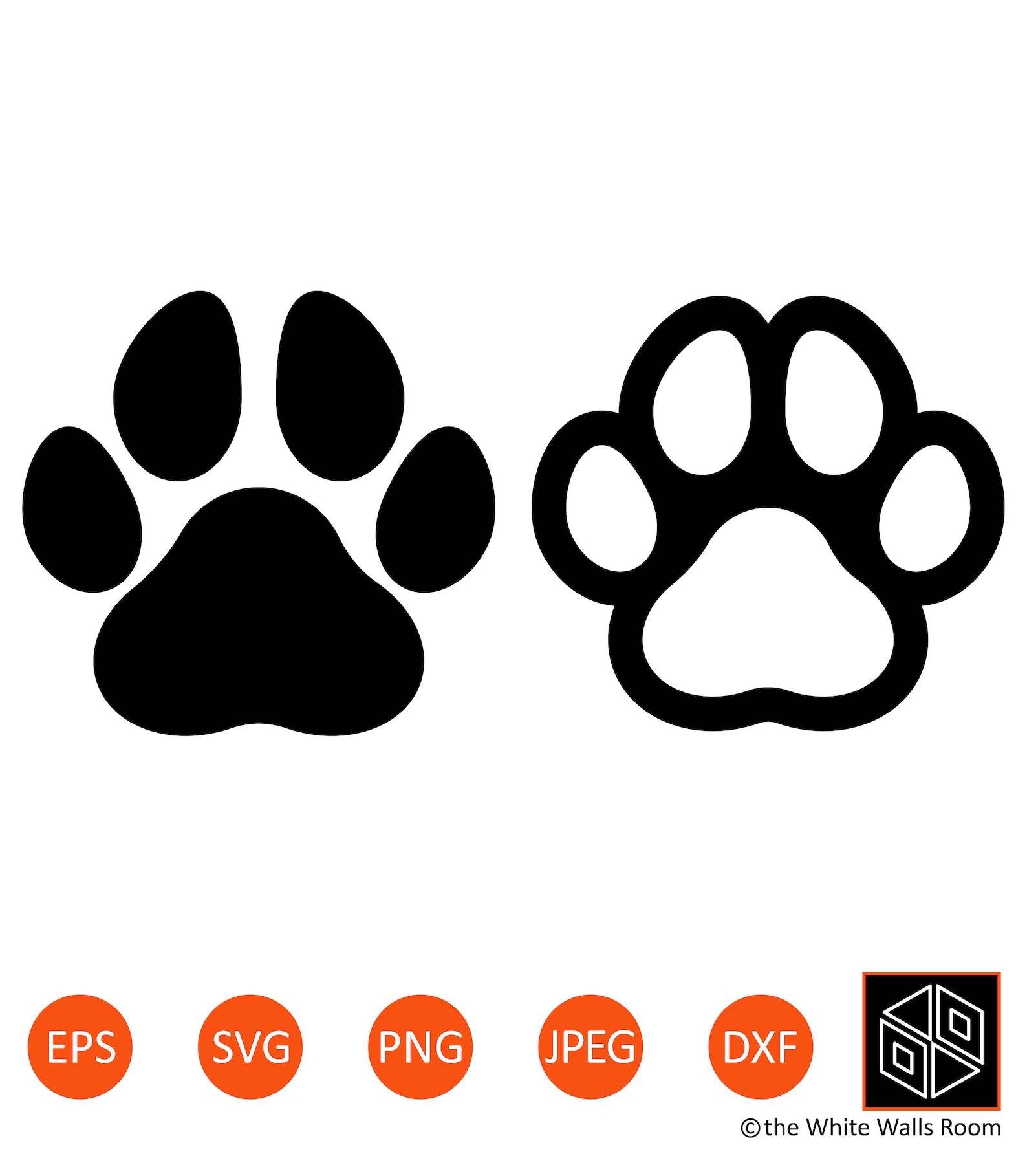 Paw Prints Bold Line and Silhouette Paw Dog SVG Paw Cat - Etsy Australia