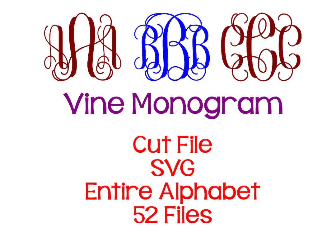 Vine Monogram Font, Vine Monogram Cut File, Interlocking Vine - Etsy