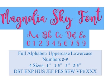 Magnolia Sky Embroidery Font - Etsy