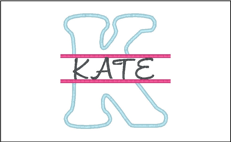 Embroidery Font Split Monogram Applique Font | Etsy