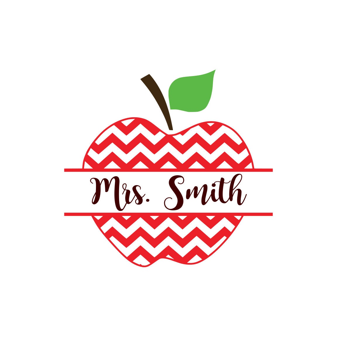 Teacher Cut File Chevron Teacher Apple Split Monogram Font Etsy