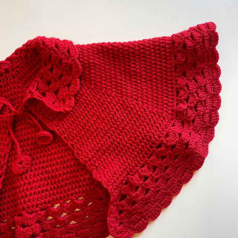 Handmade Crochet Red Sweater Cape • See Measurements - Etsy