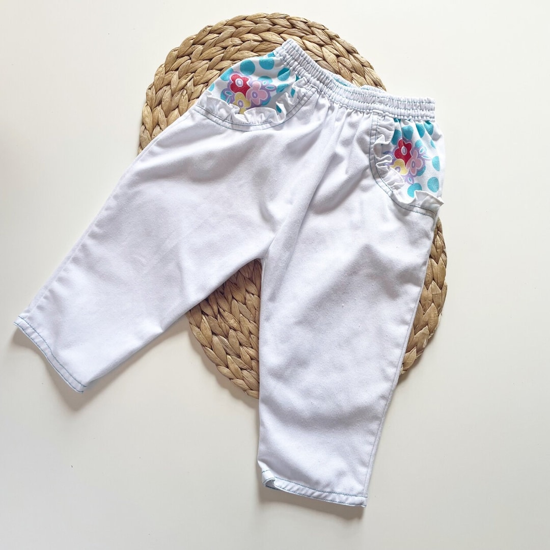 Vintage White Floral Pants - Etsy
