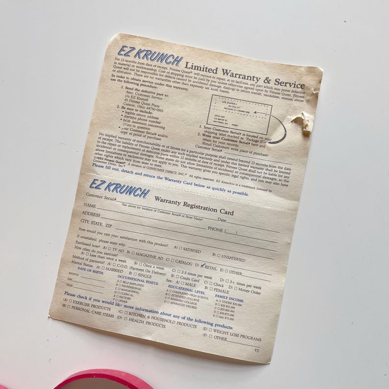 Vintage 1993 EZ Krunch Ab Workout Exercise Machine (original Box and ...