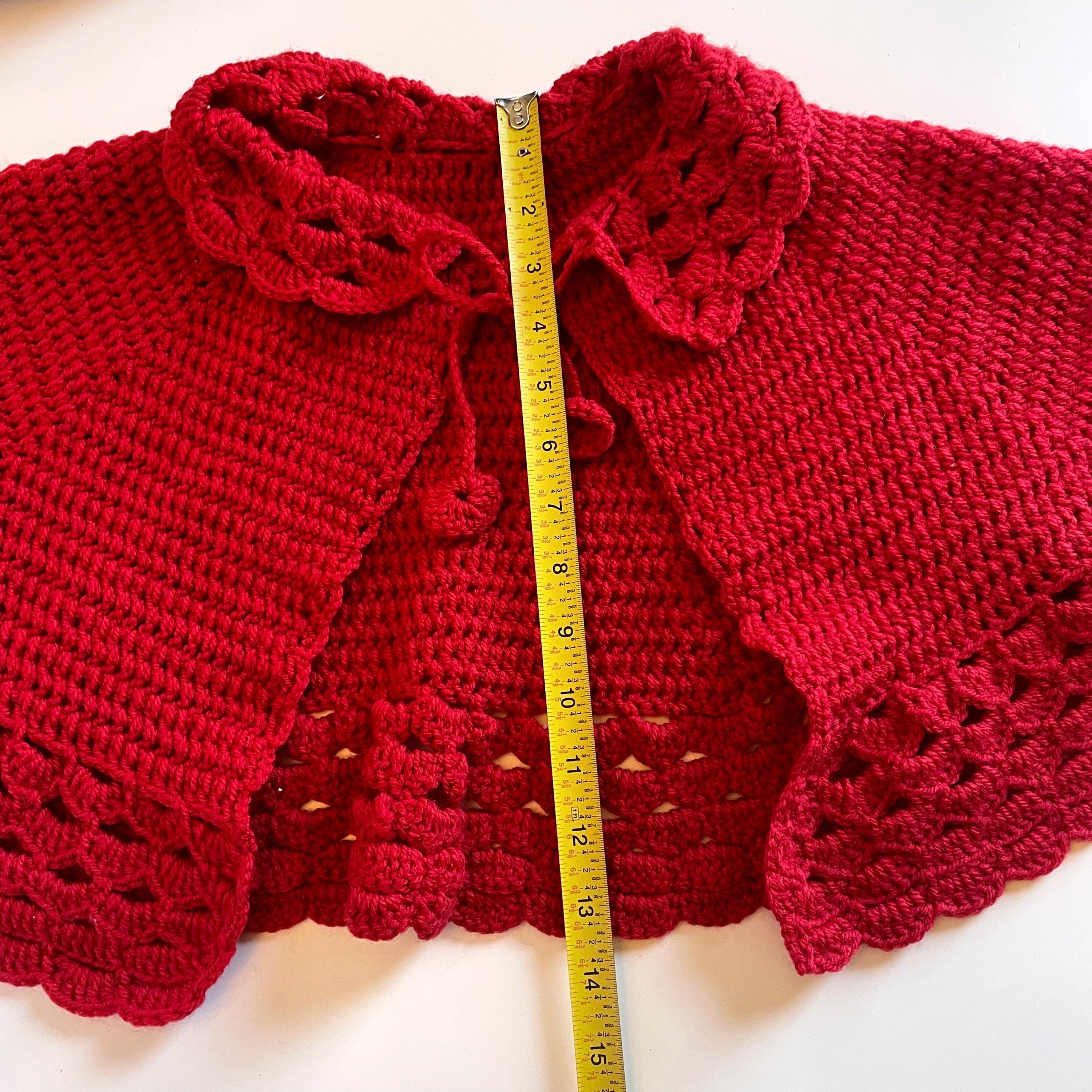 Handmade Crochet Red Sweater Cape • See Measurements - Etsy